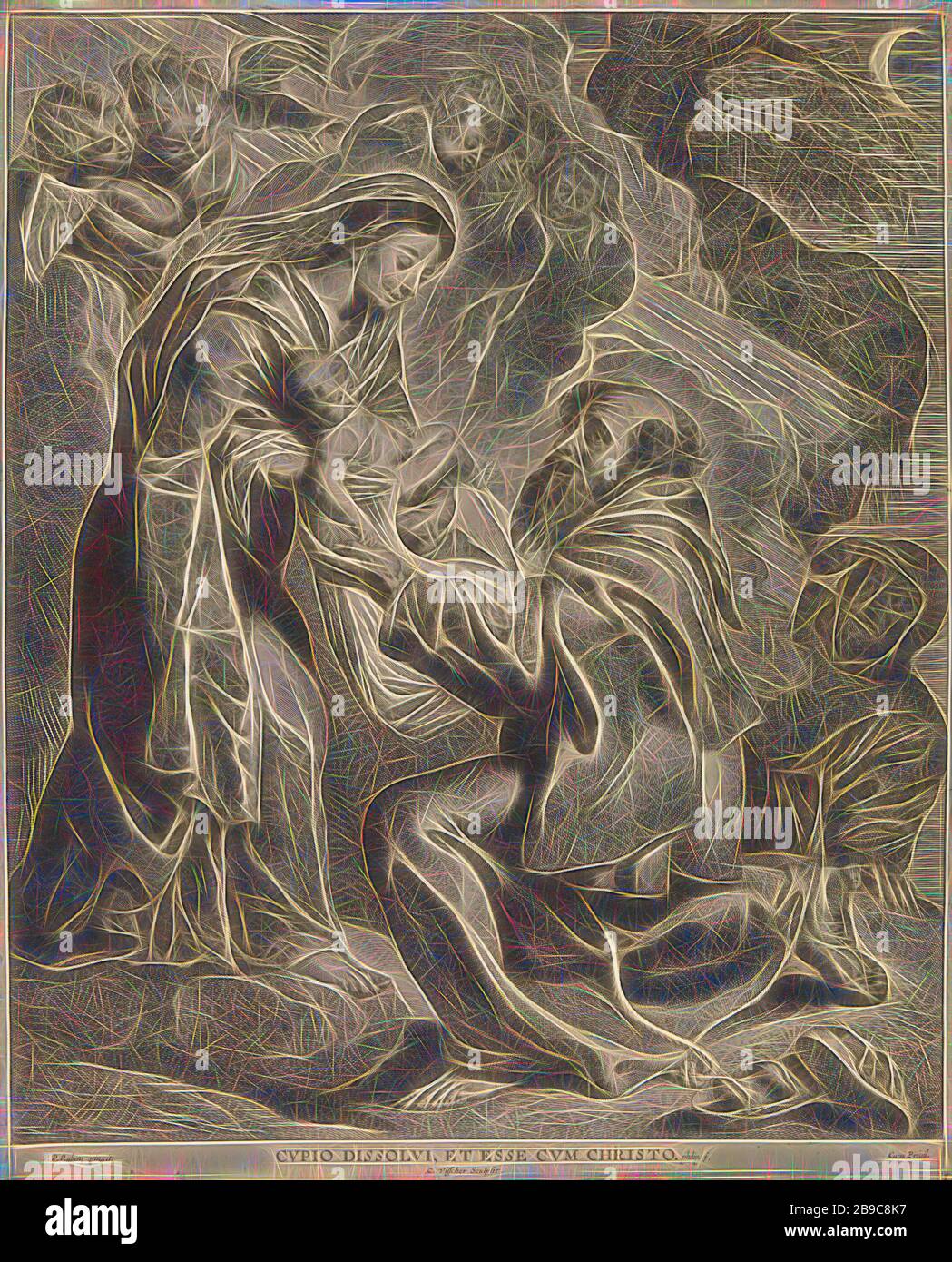 Saint Francis receives the Christ child from Mary's arms, the ...