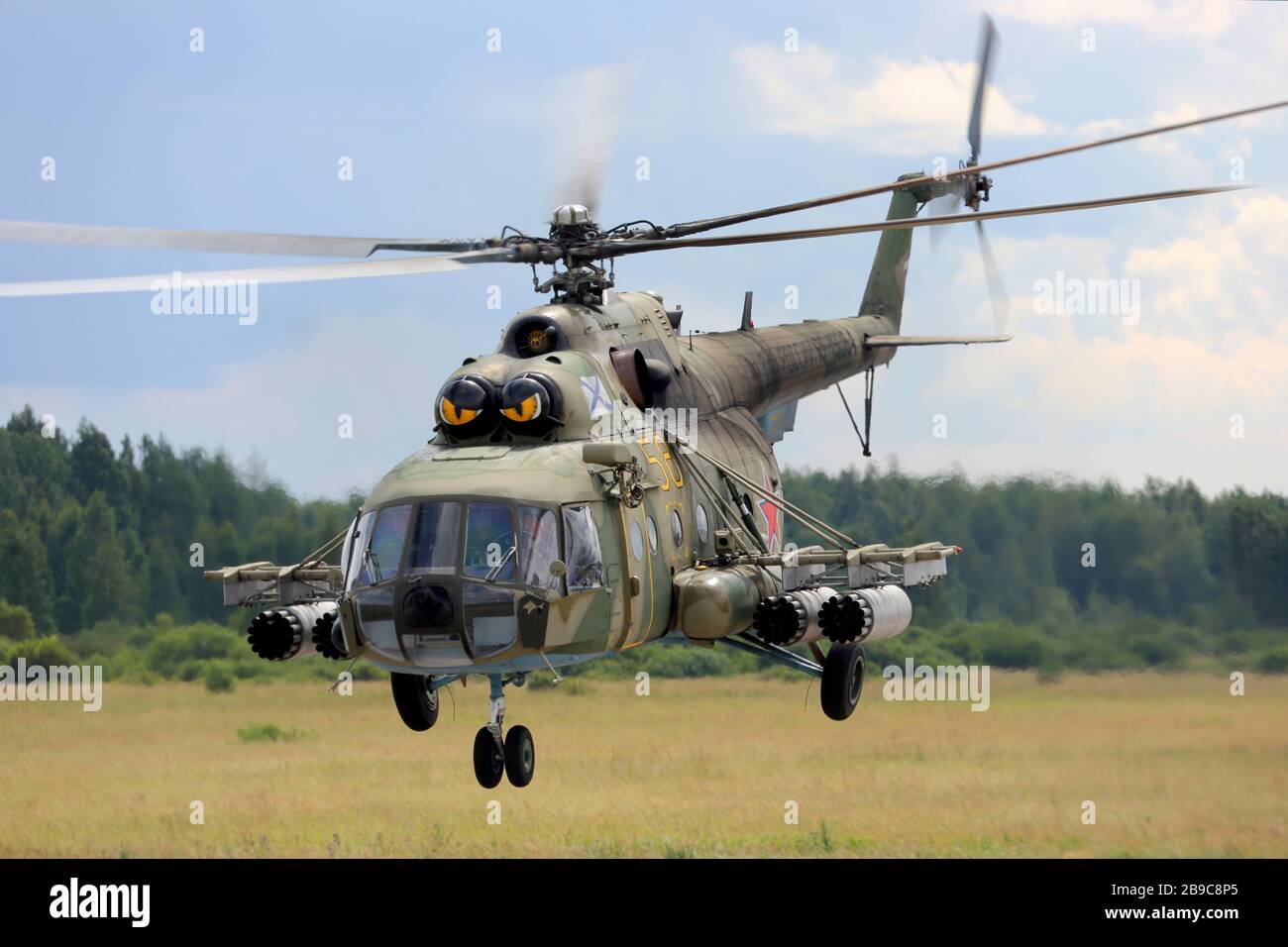Mil Mi-8MT military transport helicopter of the Russian Navy flying ...