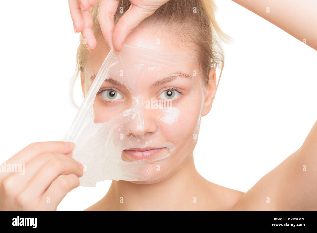 Beauty skin care cosmetics and health concept. Closeup young woman face ...