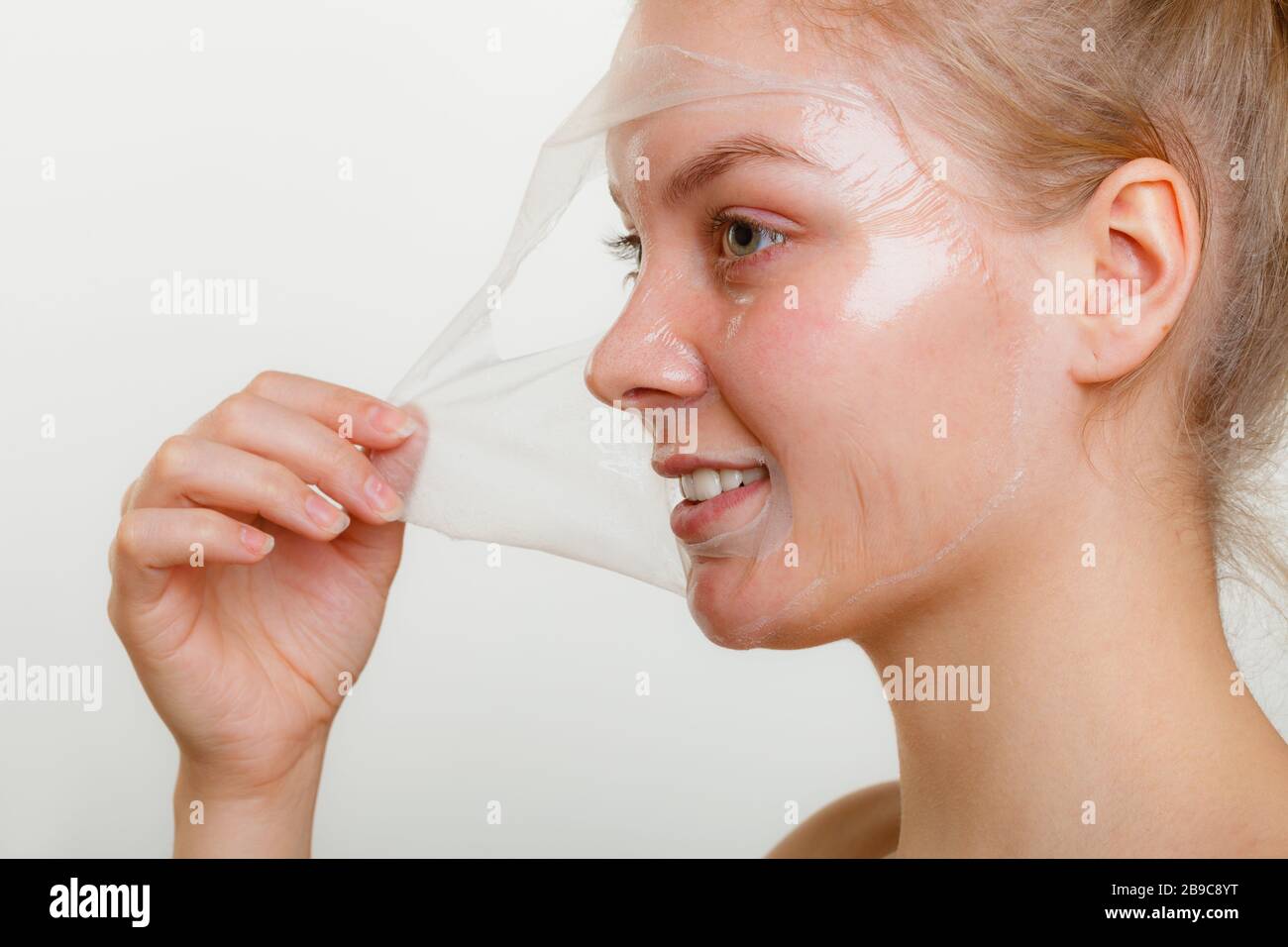 Beauty skin care cosmetics and health concept. Young woman face profile ...