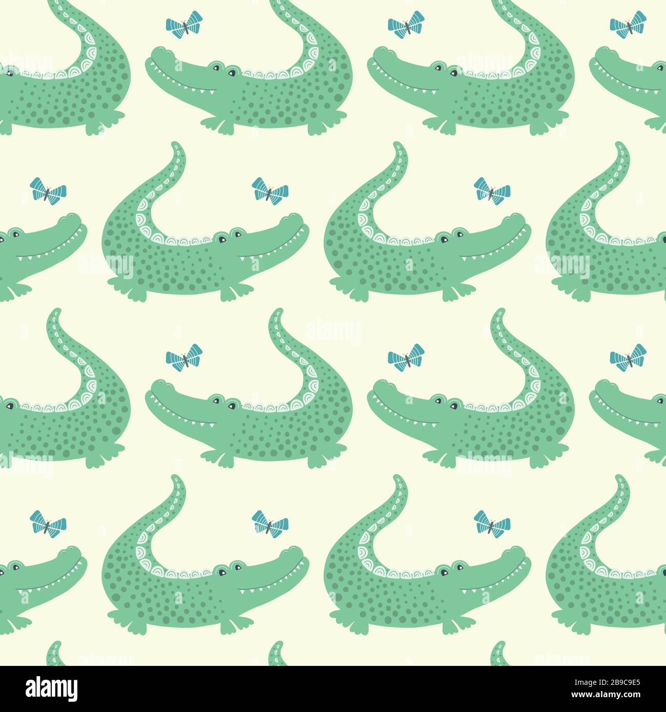 Crocodile pattern design. Cute animal vector seamless repeat with ...
