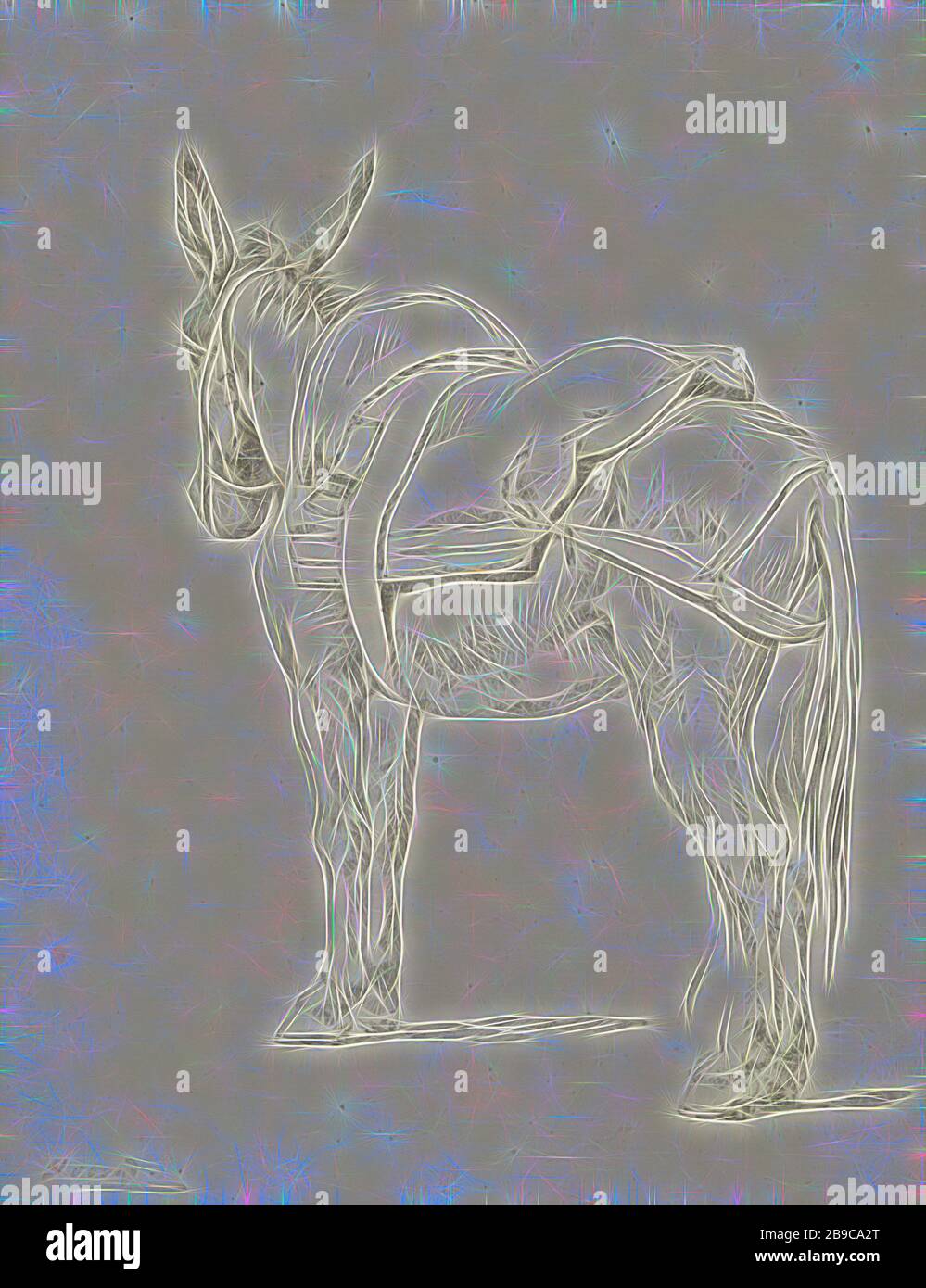 A mule, Drawing from a group of drawings of landscapes and cityscapes ...