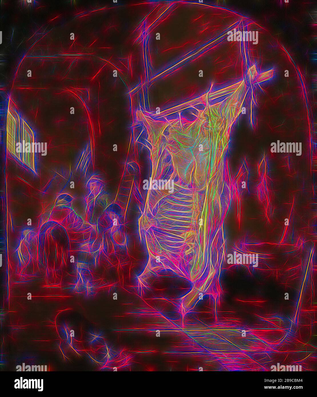 The Slaughtered Ox, Interior where a slaughtered cow hangs from the ...