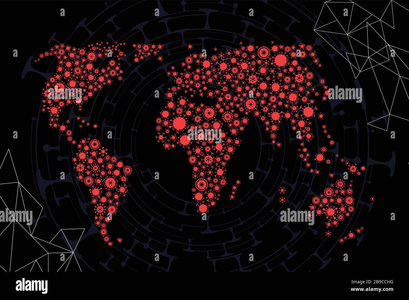 Vector world map made of virus shape silhouettes Stock Vector Image ...