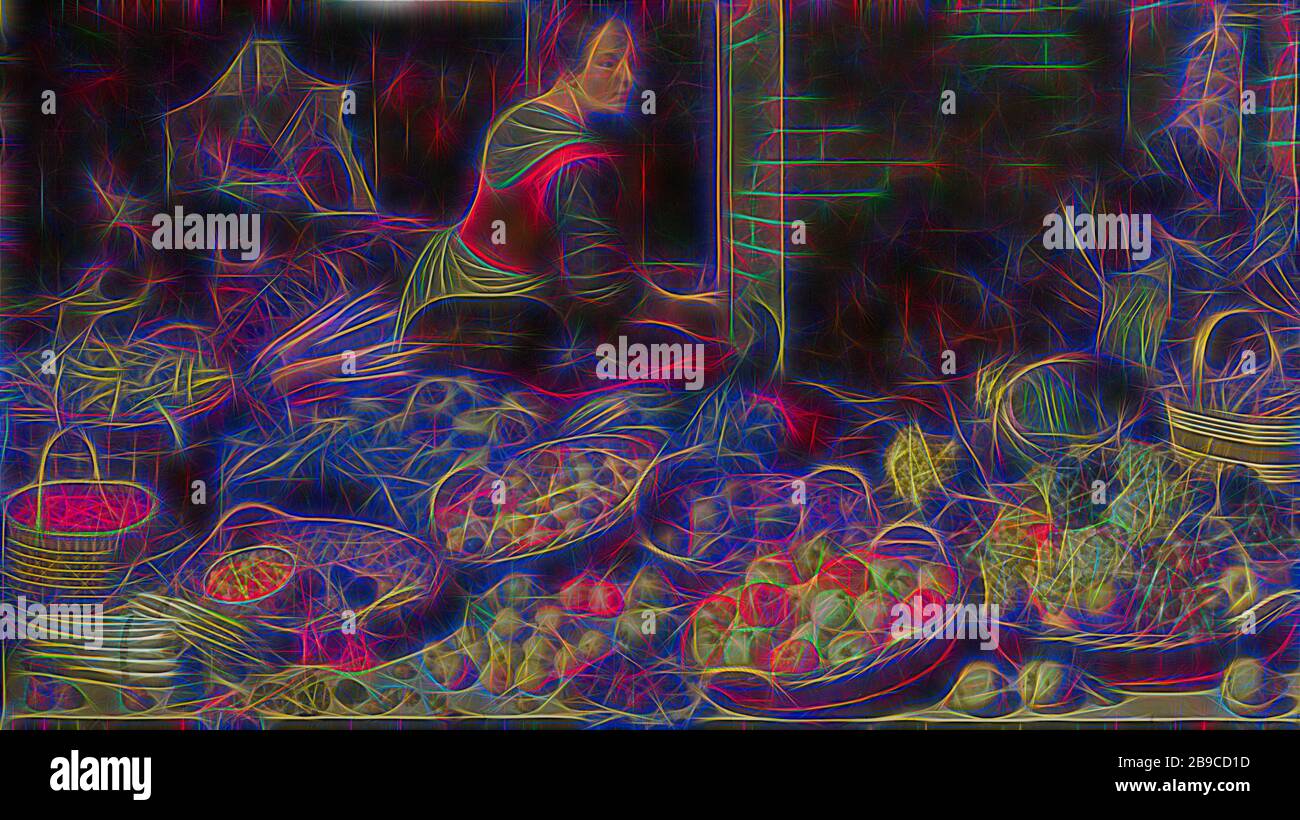 Still Life with Fruit and Vegetables, with Christ at Emmaus in the ...