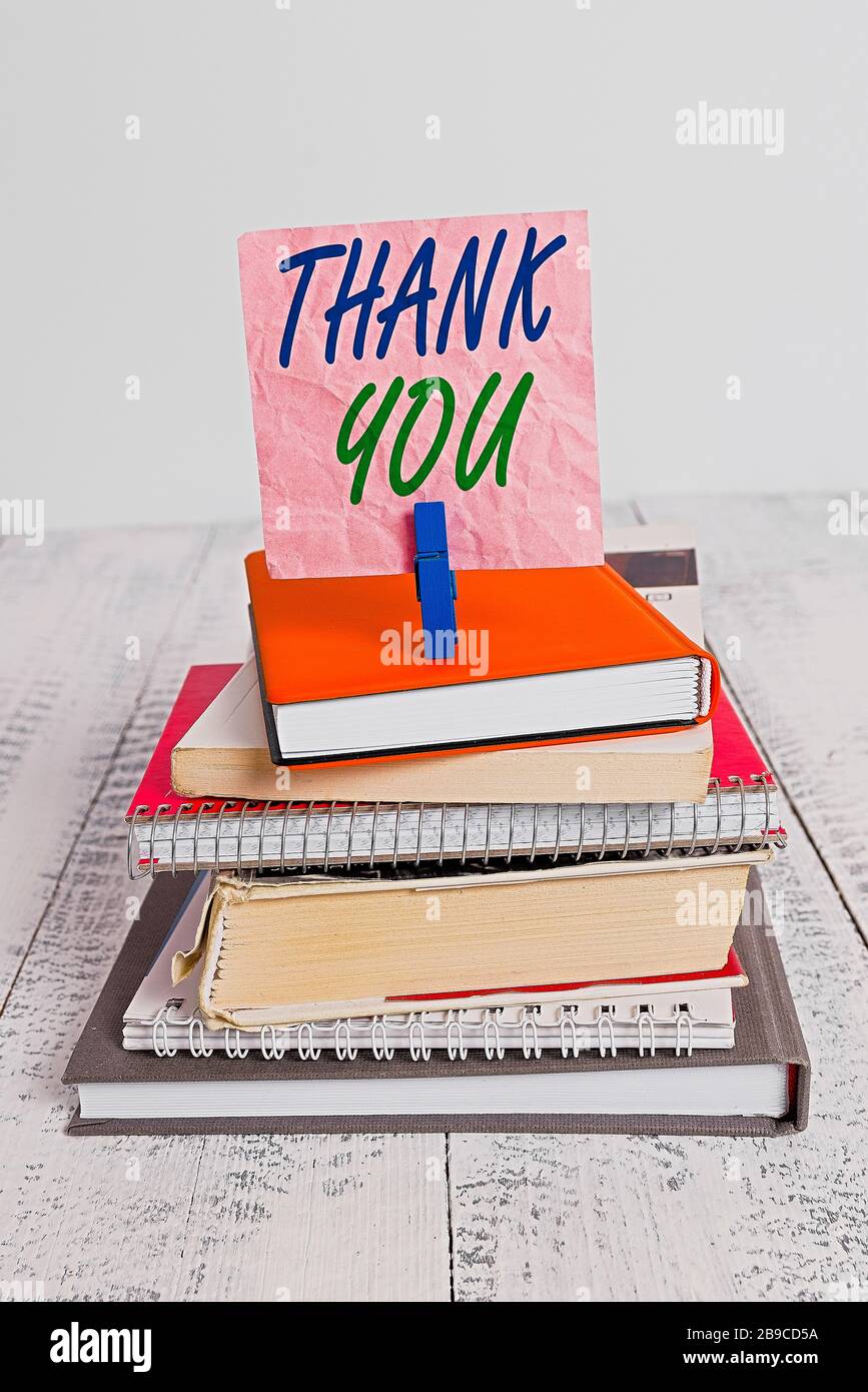 Word writing text Thank You. Business photo showcasing a polite ...