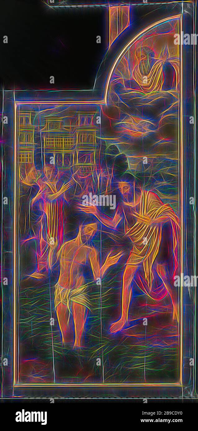 The baptism of Christ in the Jordan, right panel of a triptych, On the right side panel the ...