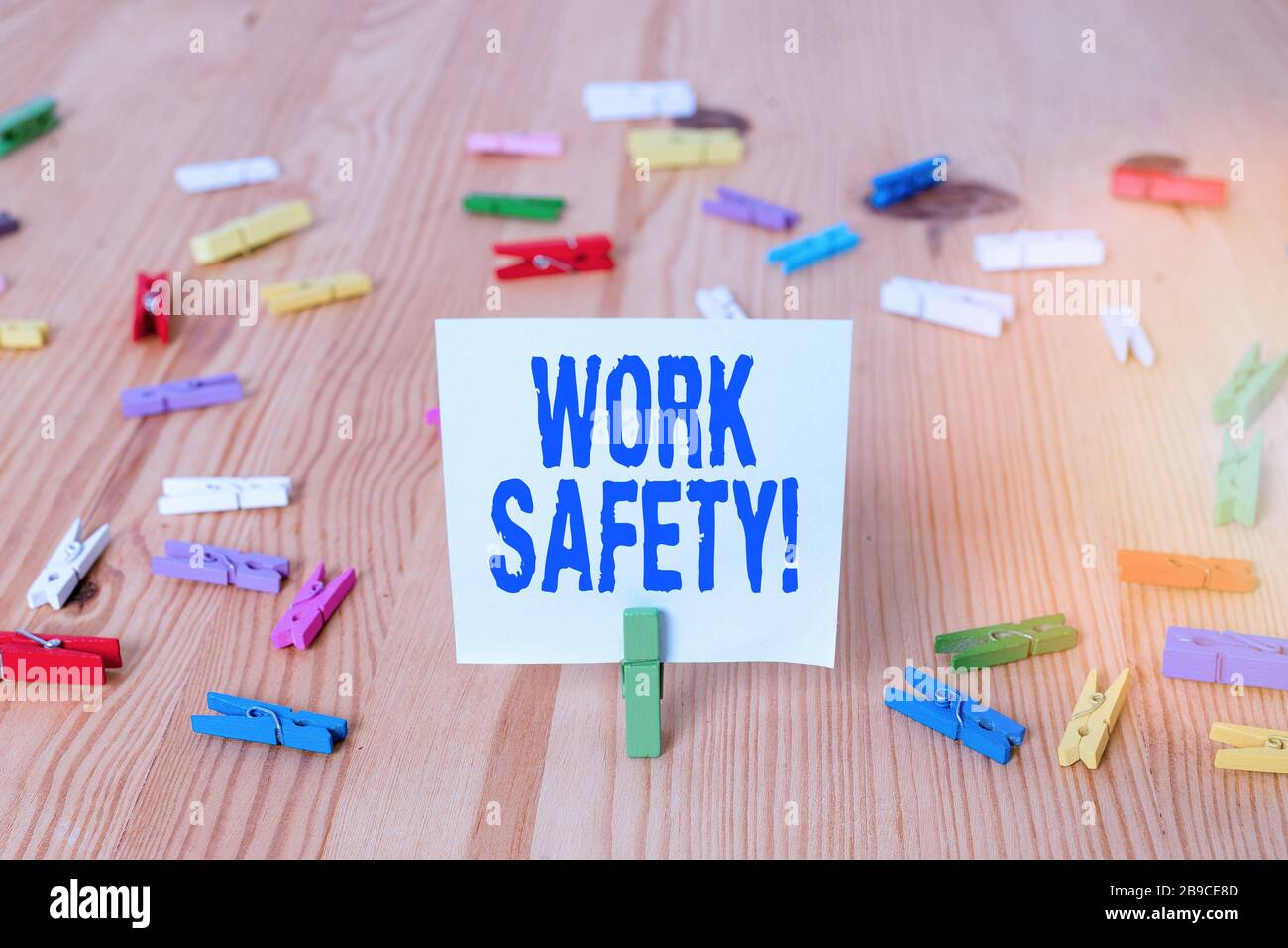 Writing note showing Work Safety. Business concept for policies and ...