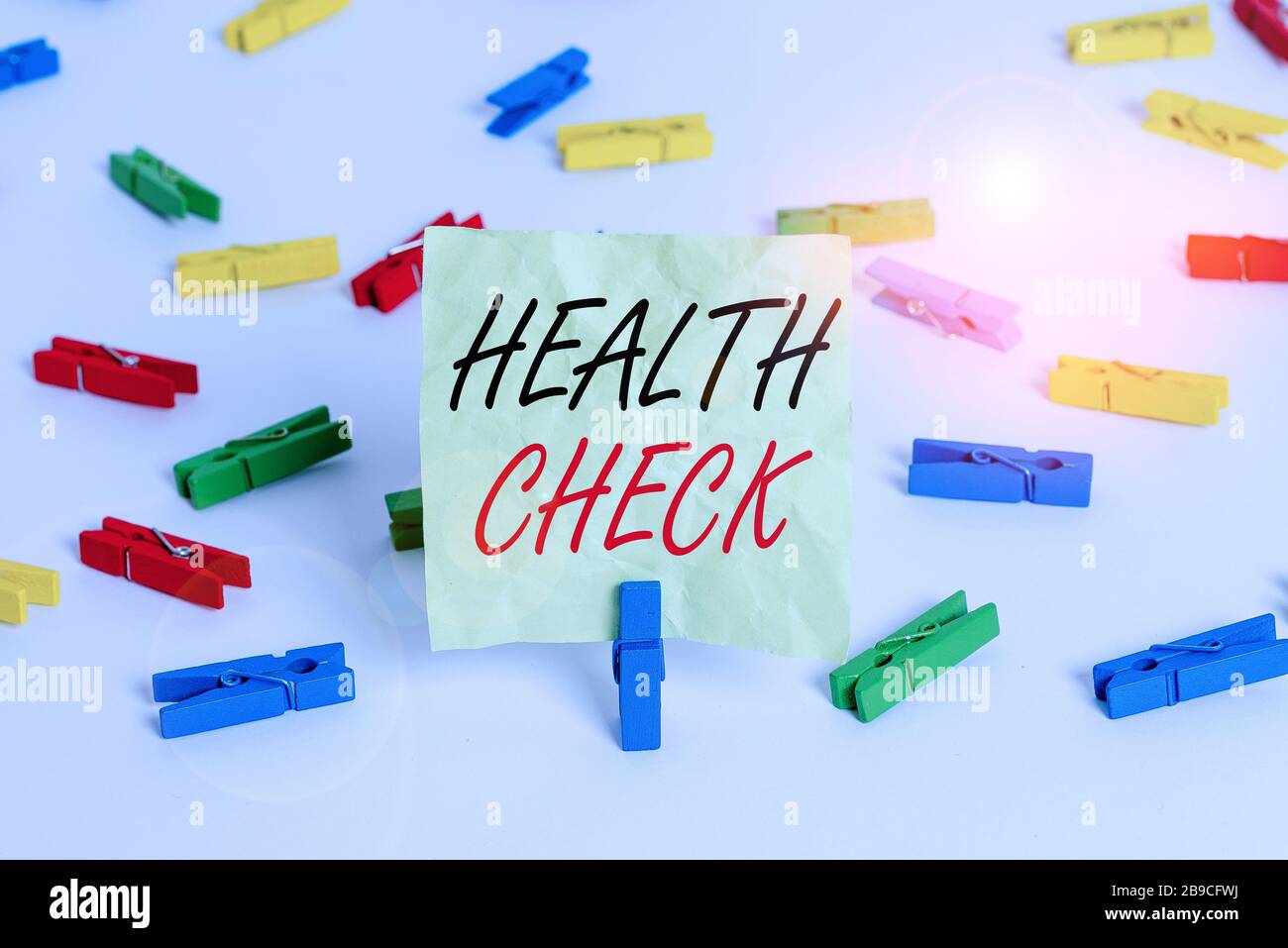 Writing note showing Health Check. Business concept for thorough ...