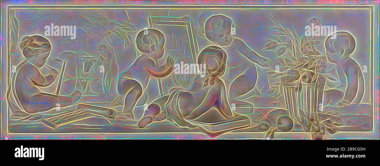 Six Putti with Flowers and Fruit and Attributes of the Art of Drawing ...