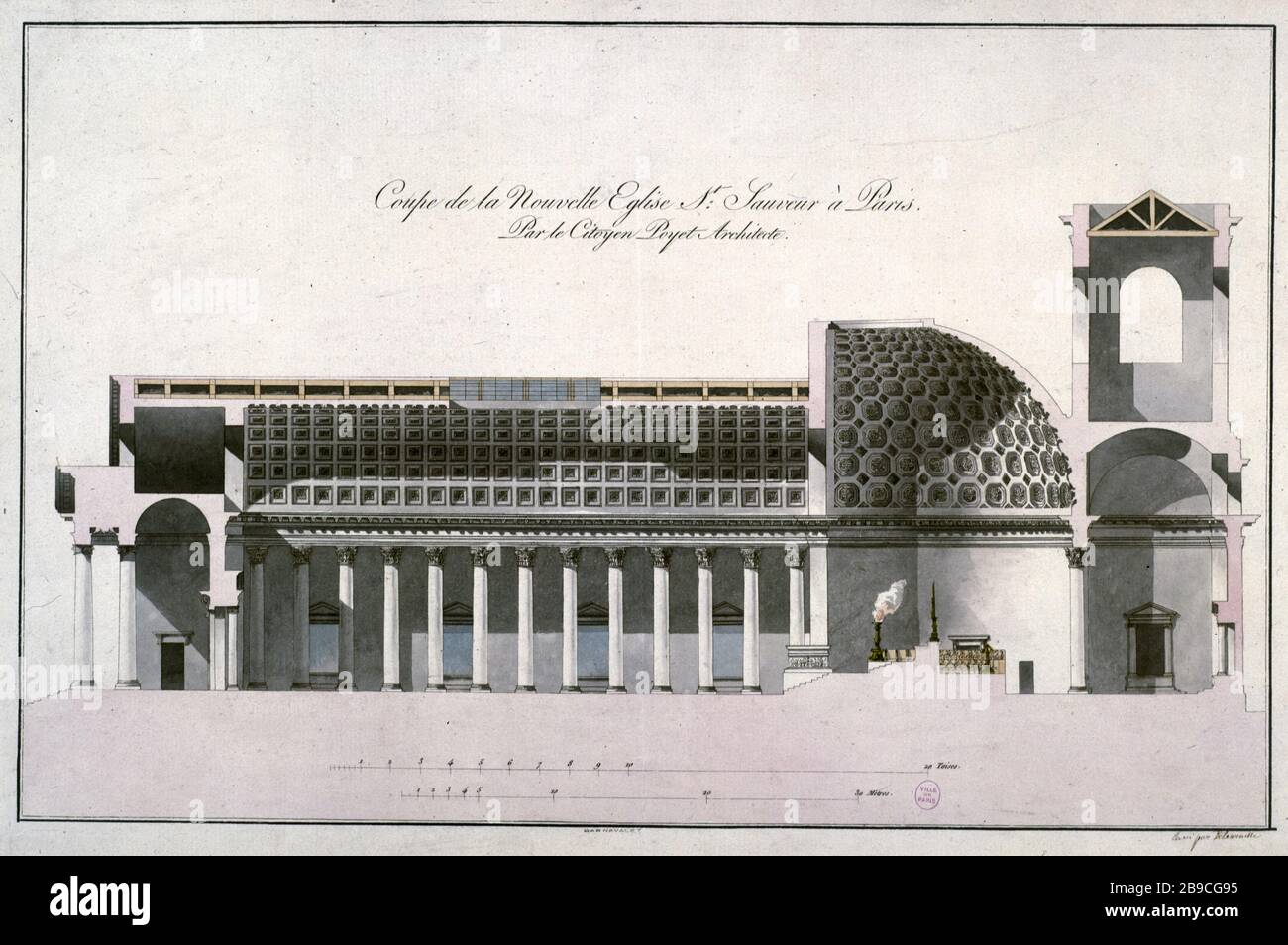 Cutting fresh St. Savior Church in Paris by the citizen Poyet ...