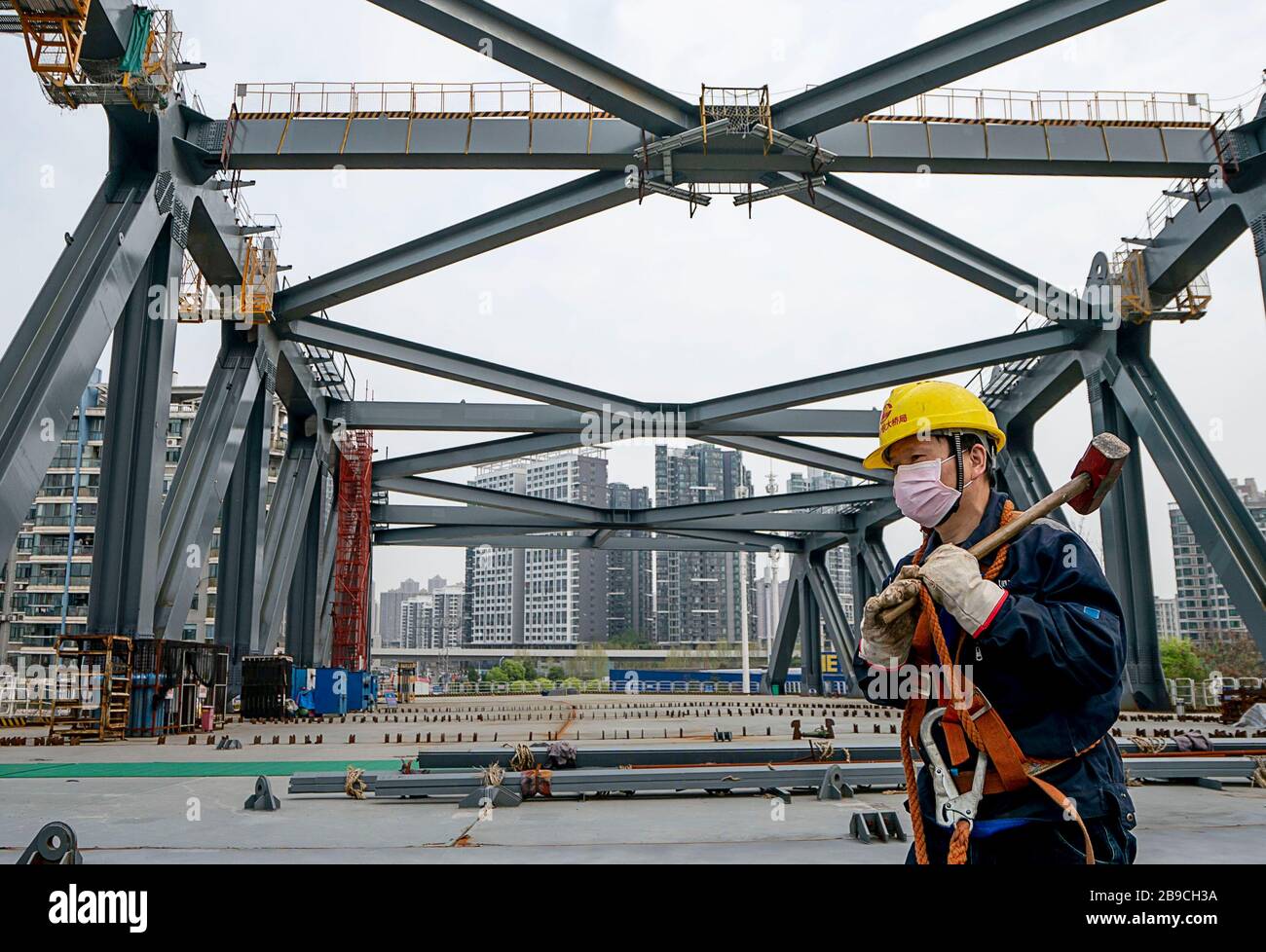 Wuhan, China's Hubei Province. 24th Mar, 2020. A worker works at the ...