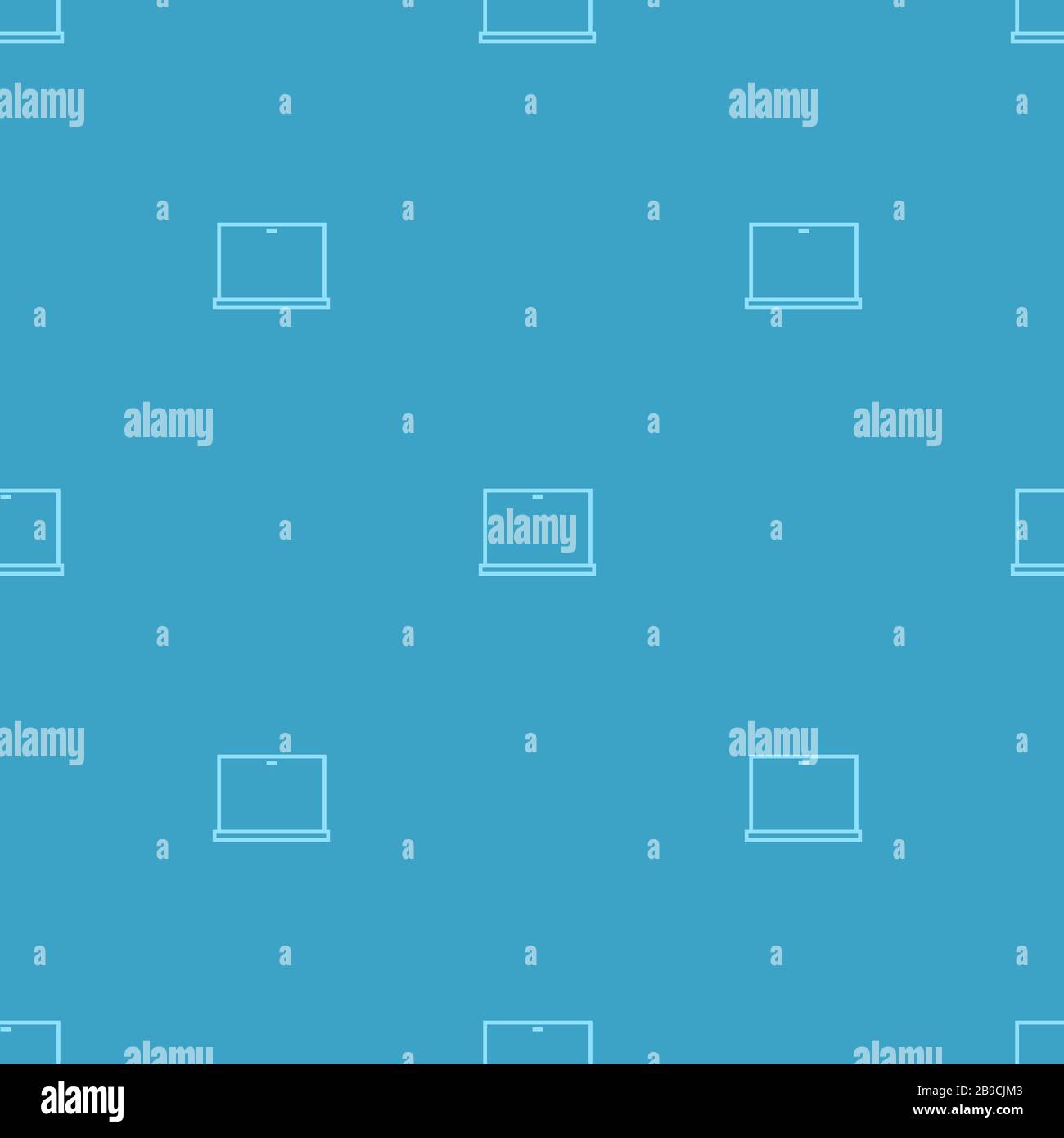 Blue laptop icon - seamless pattern on blue background. Vector ...