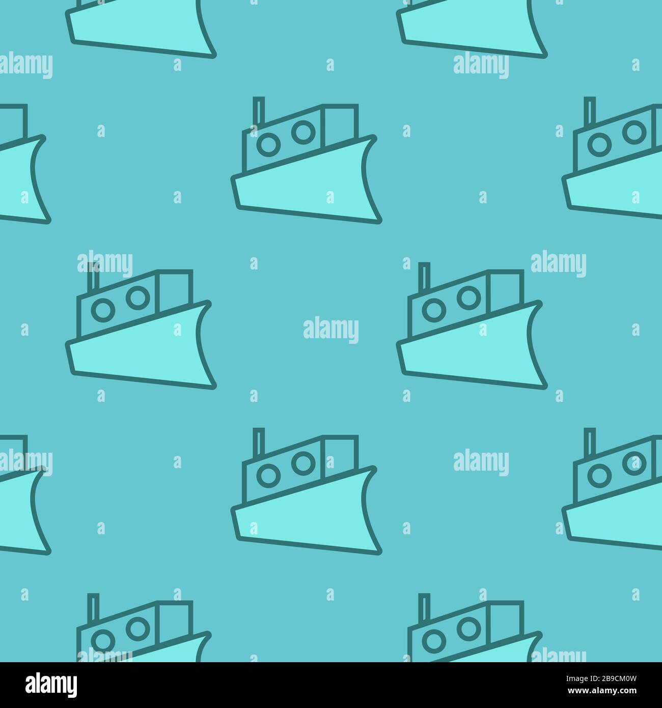 Blue line Cargo ship icon - seamless pattern on blue background. Vector ...