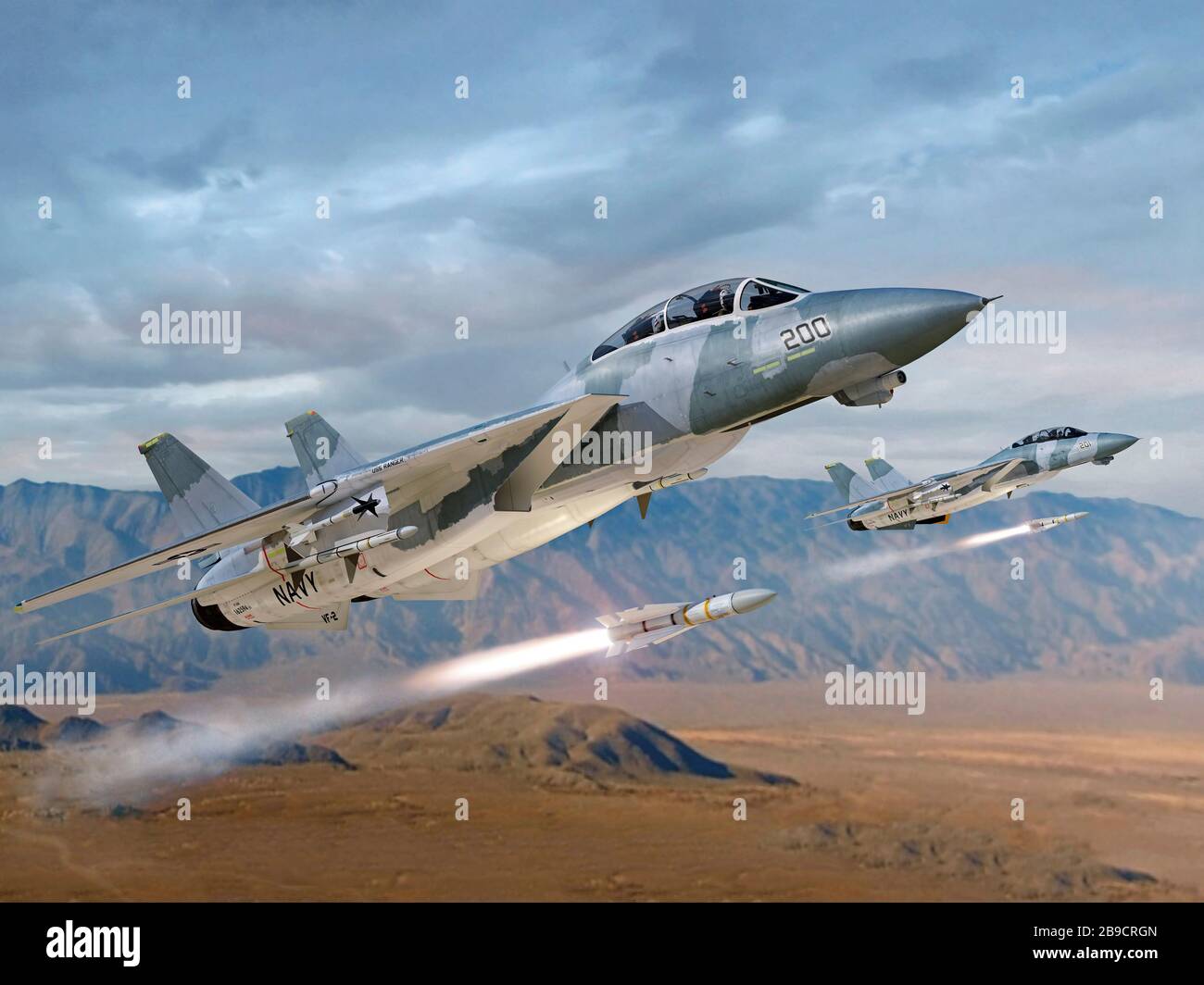 F-14 Tomcats launch Phoenix missiles Stock Photo - Alamy