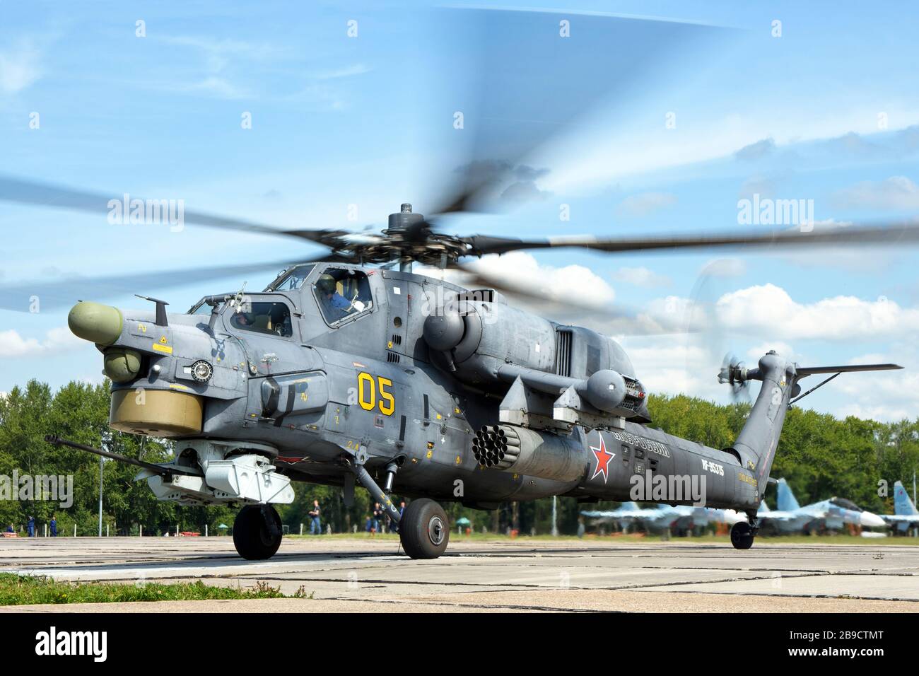 Side view of a Russian Aerospace Forces Mi-28N attack helicopter Stock ...