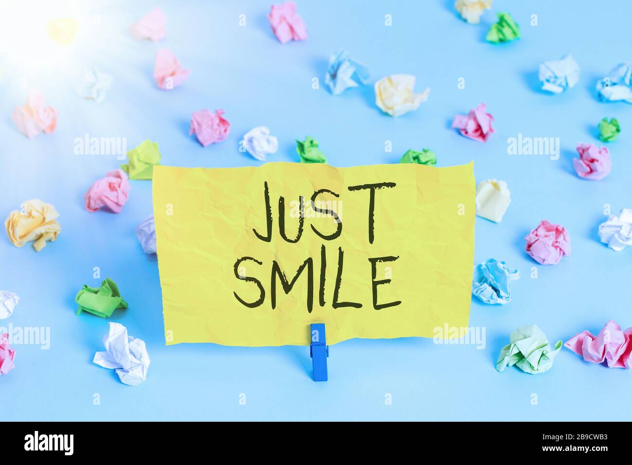 Handwriting text writing Just Smile. Conceptual photo assume a facial ...