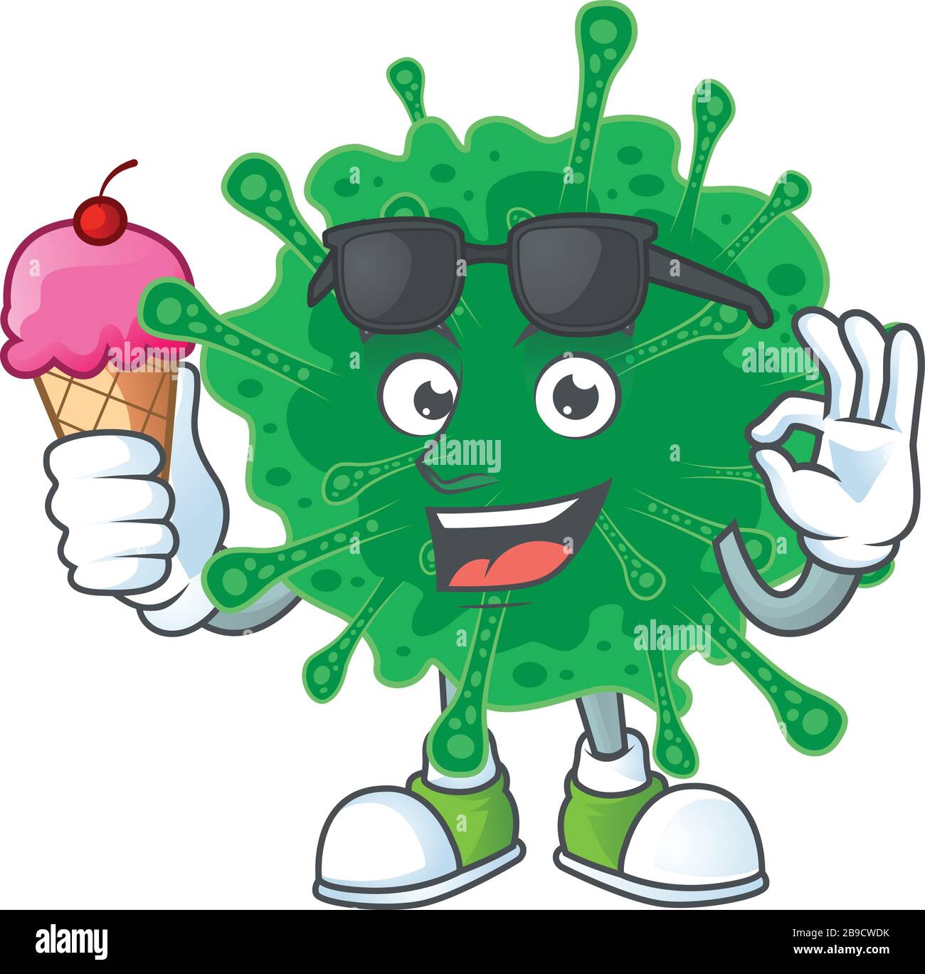cartoon character of coronavirus pneumonia enjoying an ice cream Stock ...