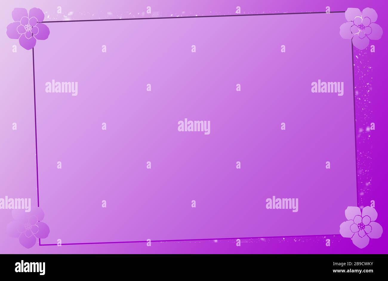 Cute Empty Flower Photo Frame With Particles Purple Gradient Background ...