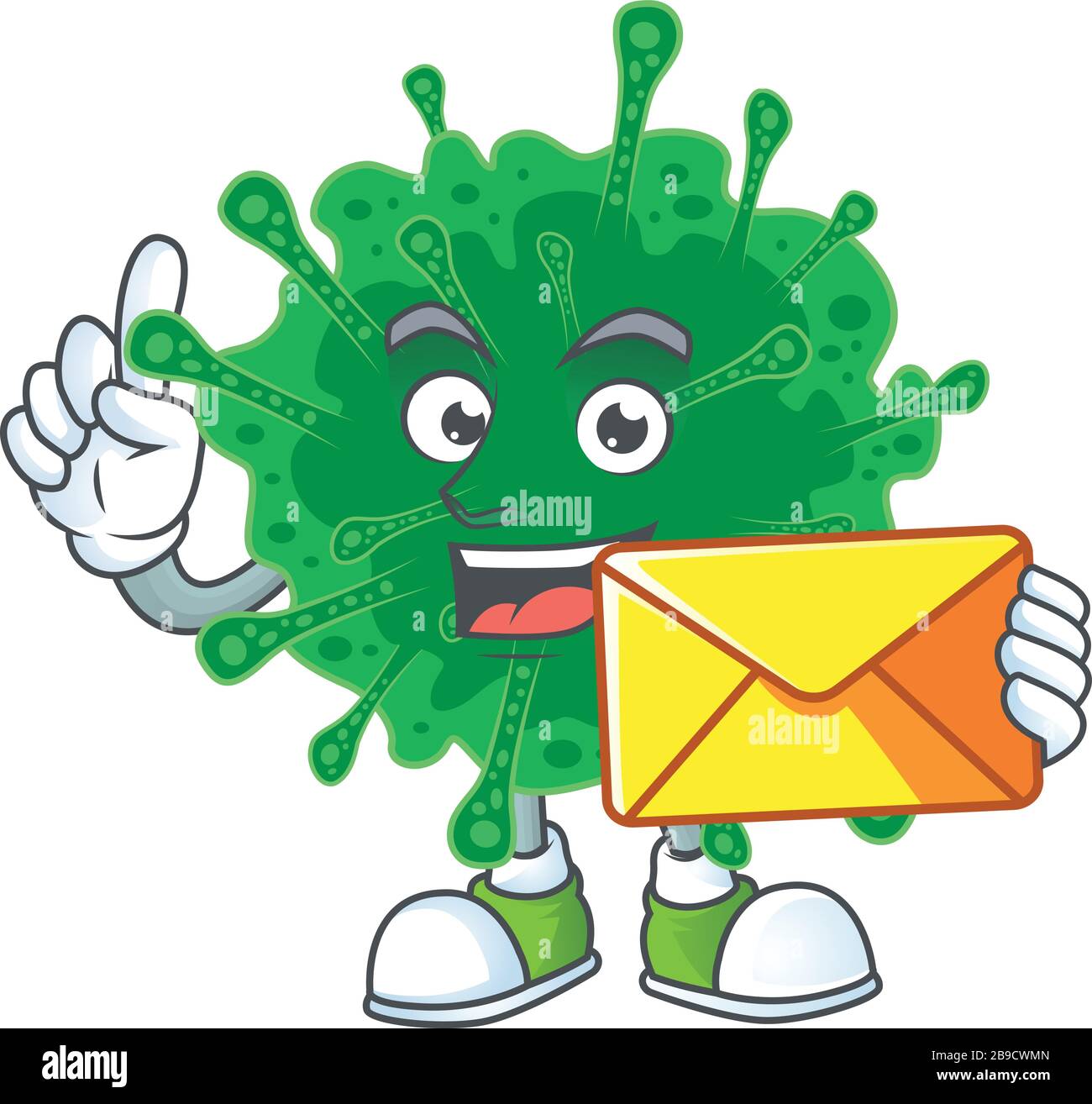 Cute face coronavirus pneumonia mascot design holding an envelope Stock ...