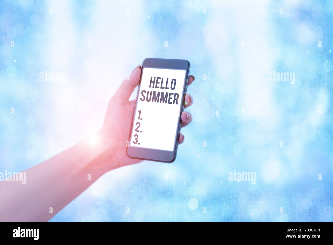 Word writing text Hello Summer. Business photo showcasing season after ...