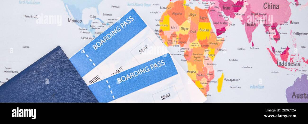 passport, boarding pass over map. travel concept Stock Photo - Alamy