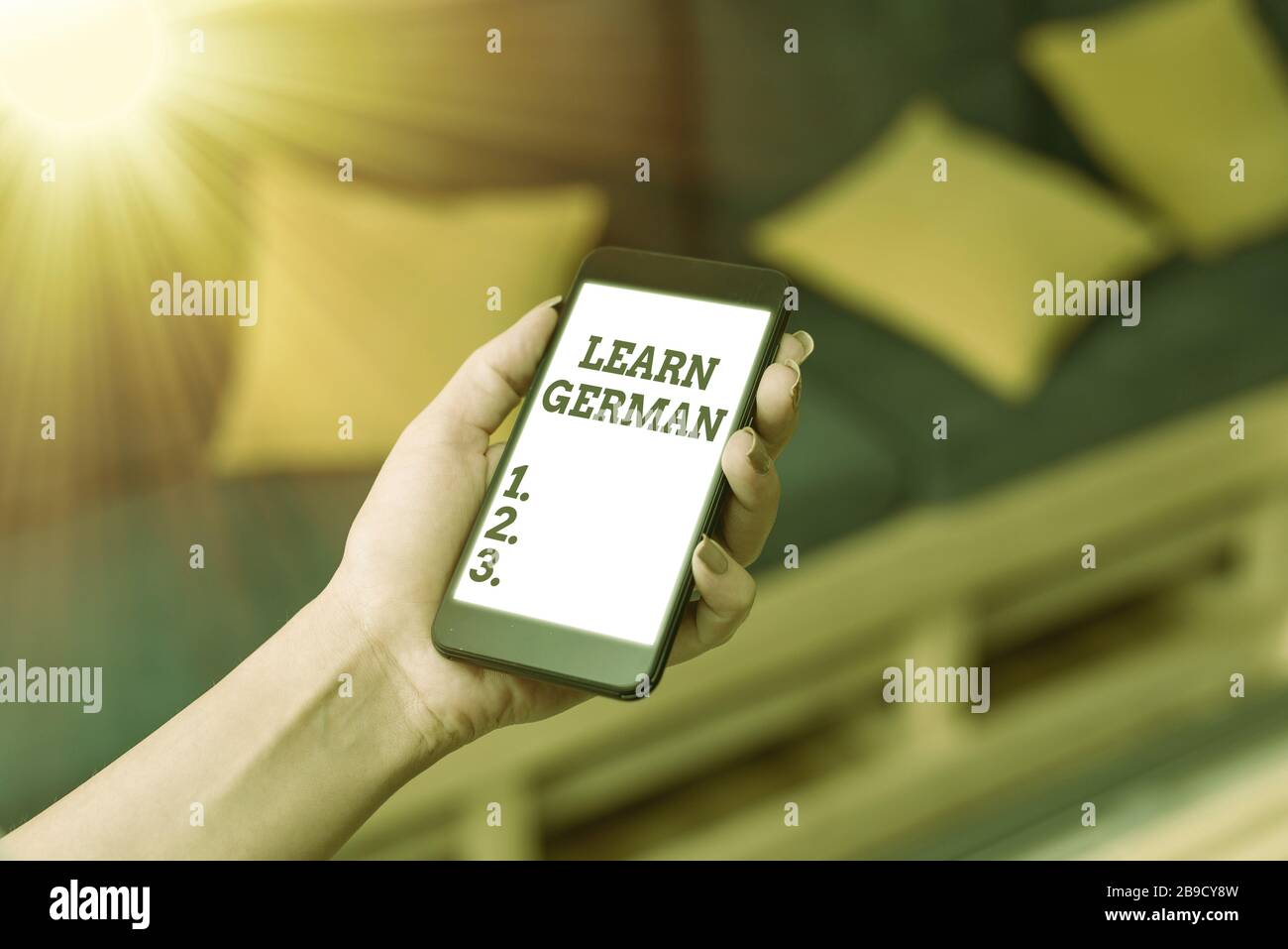 Writing note showing Learn German. Business concept for get knowledge ...