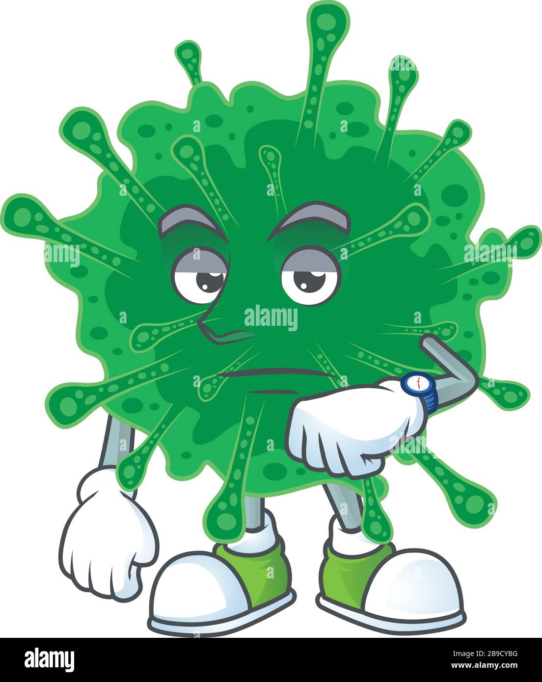 A cartoon icon of coronavirus pneumonia with waiting gesture Stock ...