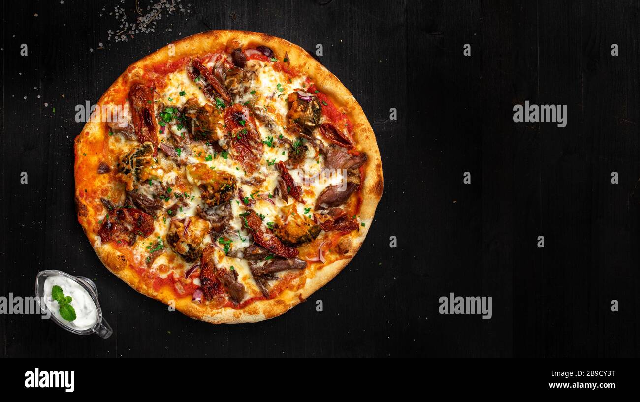 Tasty italian pizza made after an authentic recipe. Mozzarella topping ...