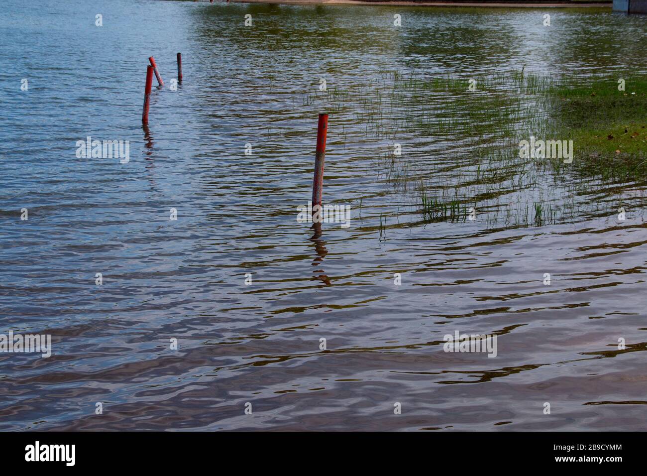 Markers indicating water level of midmar dam, Howick Stock Photo - Alamy