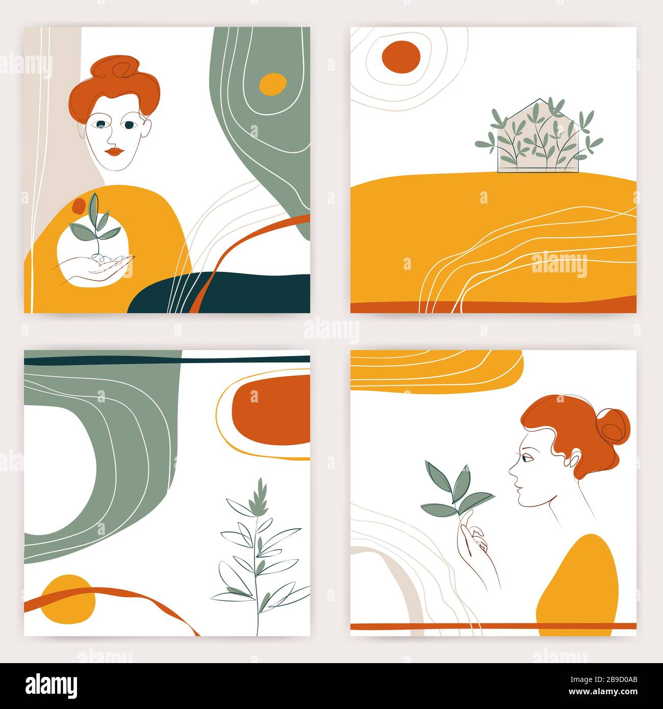 Modern collage style abstract design with woman in warm colors Stock ...