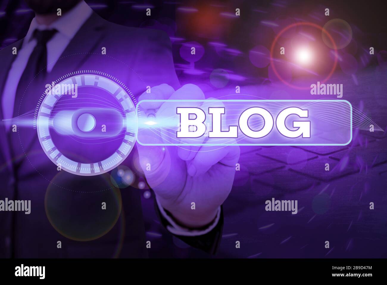 Text sign showing Blog. Business photo showcasing regularly updated website web page run by ...