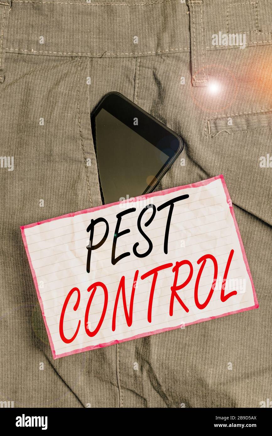 Text sign showing Pest Control. Business photo showcasing management of ...