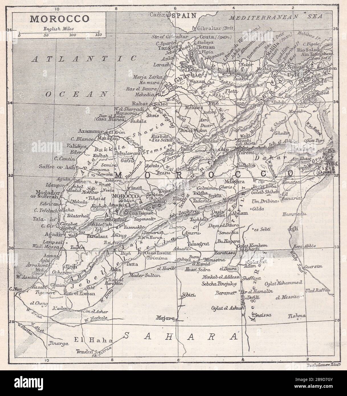 Vintage map of Morocco 1900s Stock Photo - Alamy