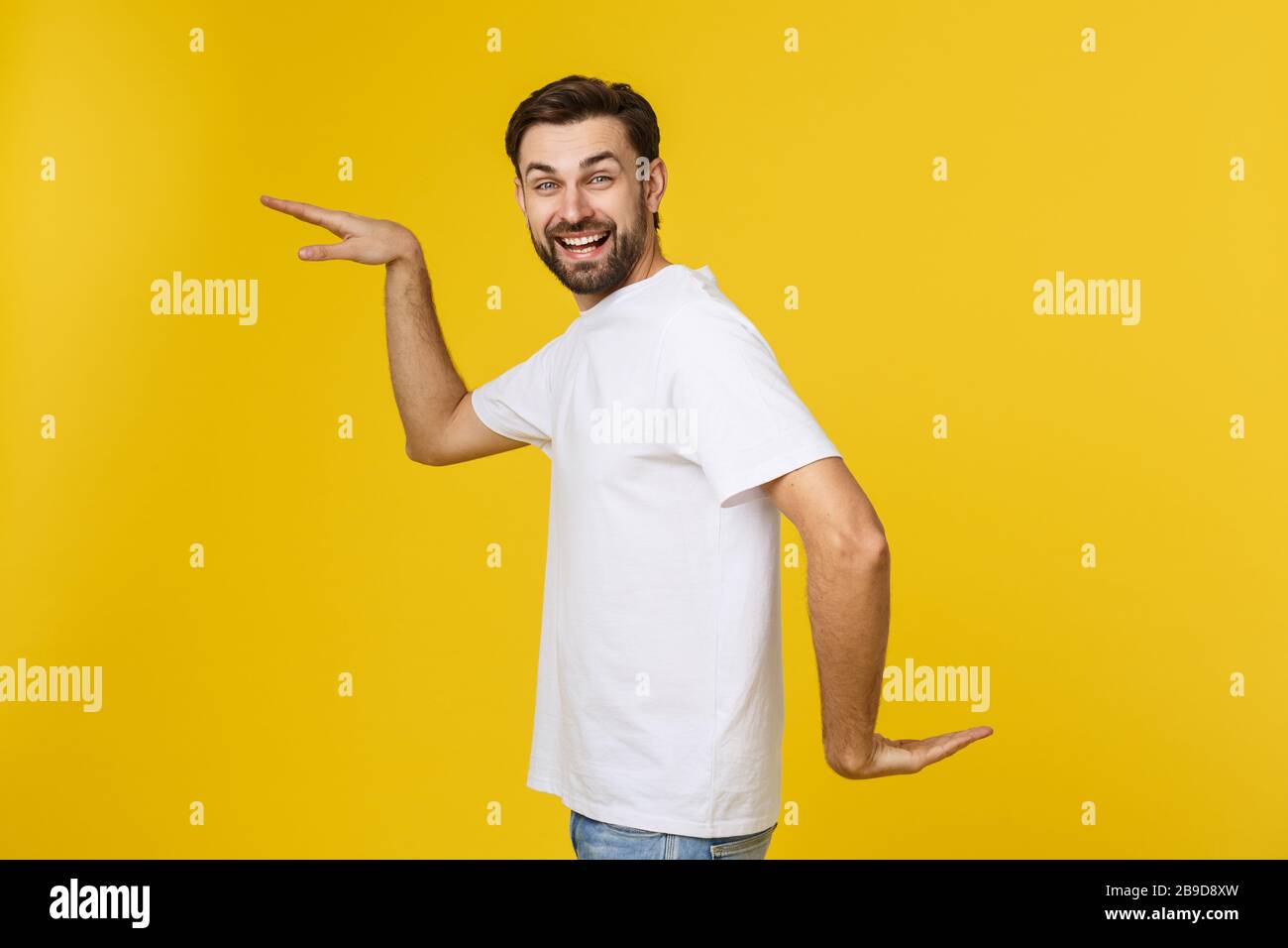 man dancer dancing on studio isolated white background. young man in a ...