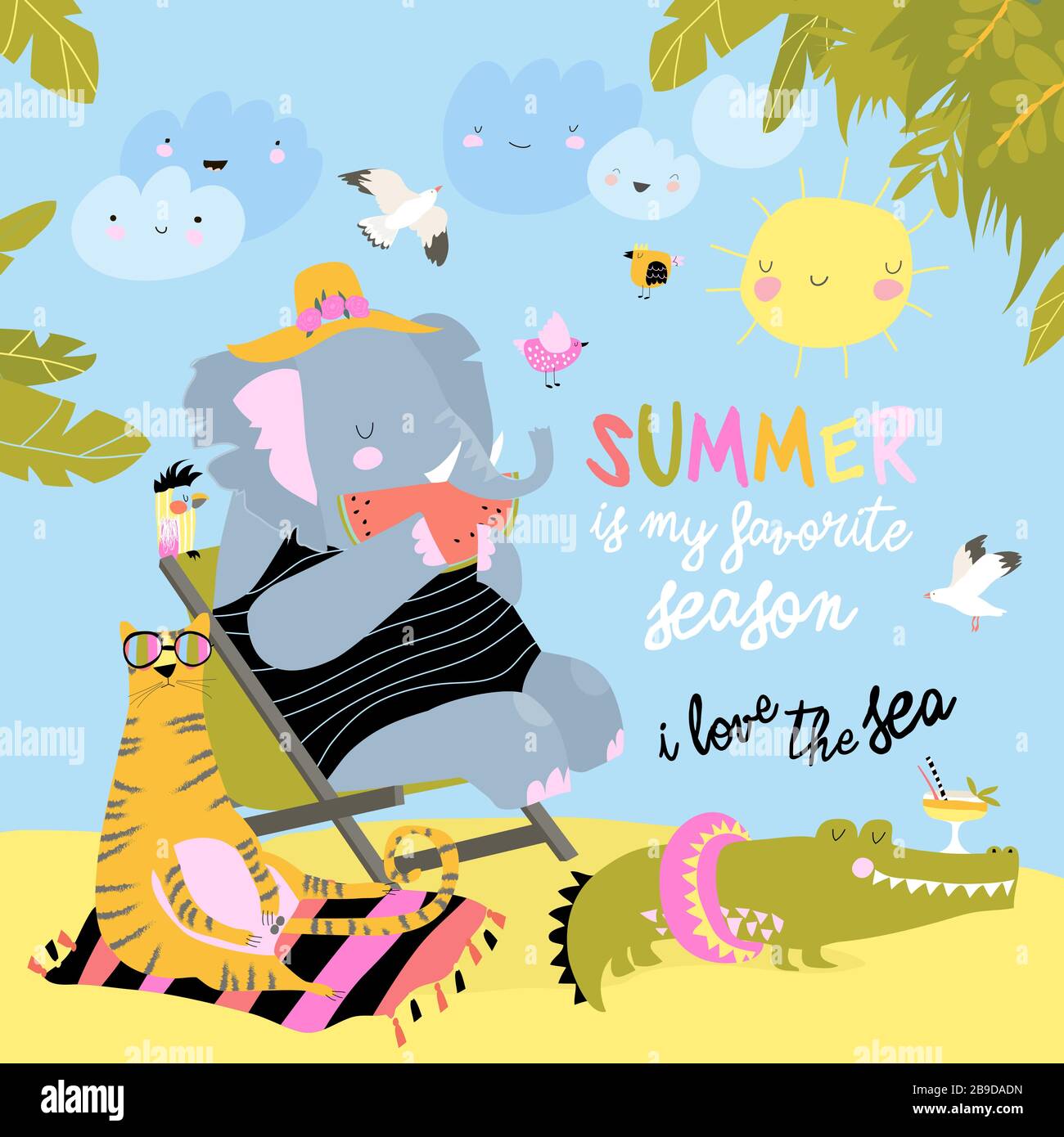 Sunbathing elephant Stock Vector Images - Alamy