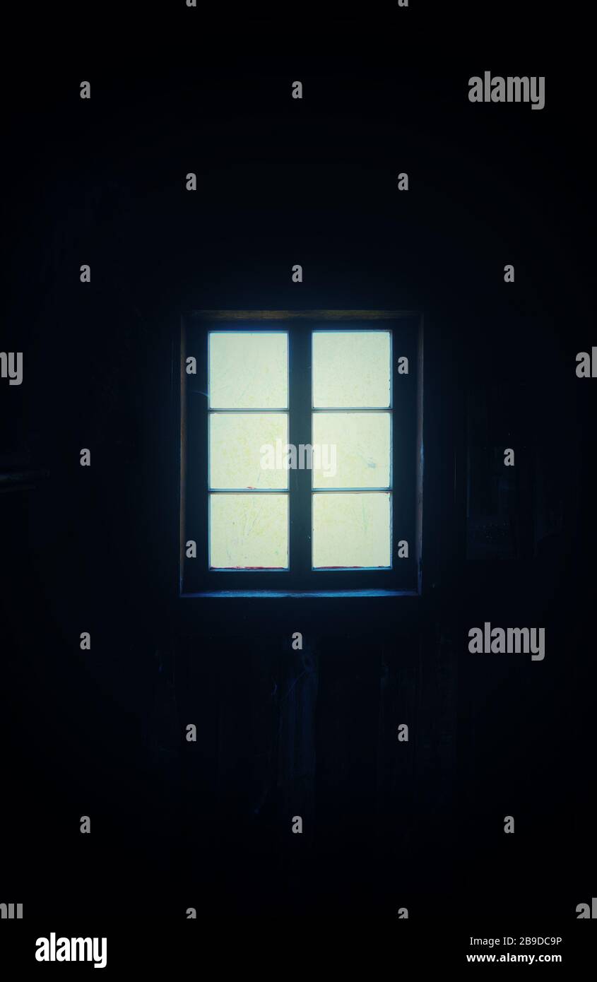 Window on black background with translucent natural light Stock Photo ...