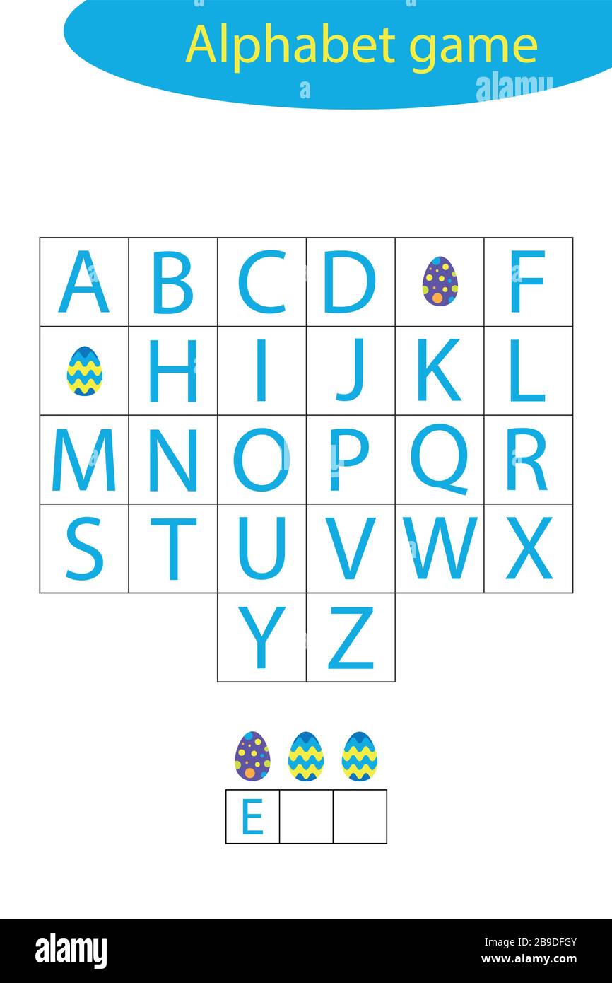 Easter alphabet game for children, make a word, preschool worksheet ...