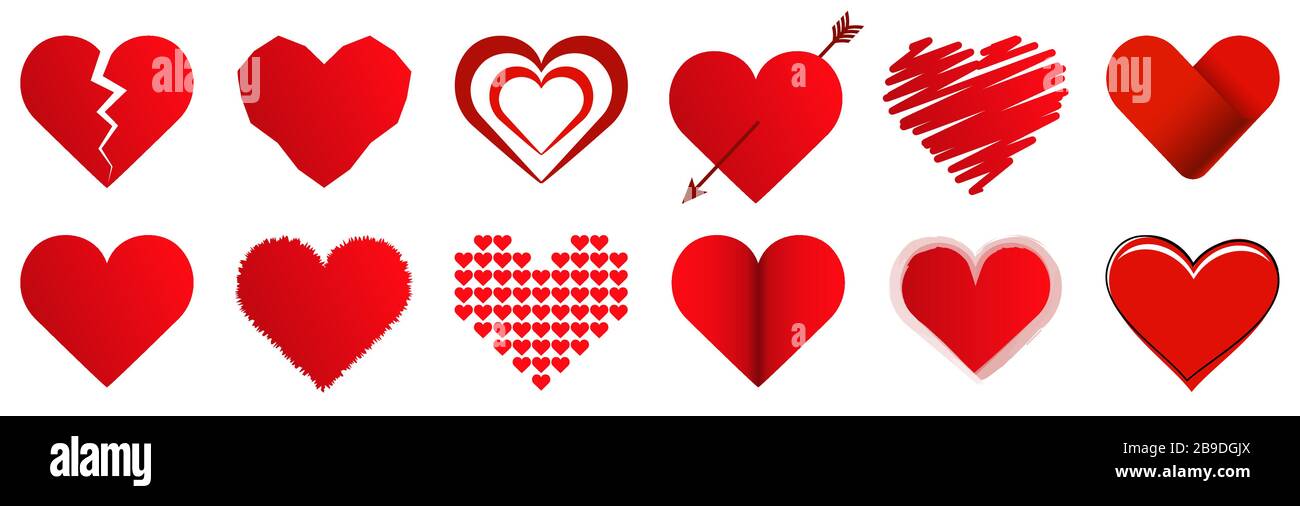 EPS vector collection of different hearts symbolizing love, for ...