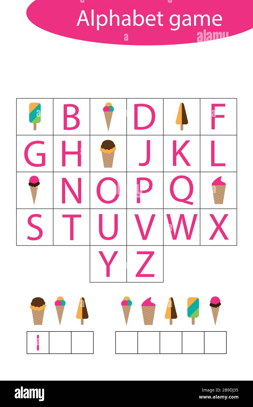 Summer alphabet game for children, make a word, preschool worksheet ...