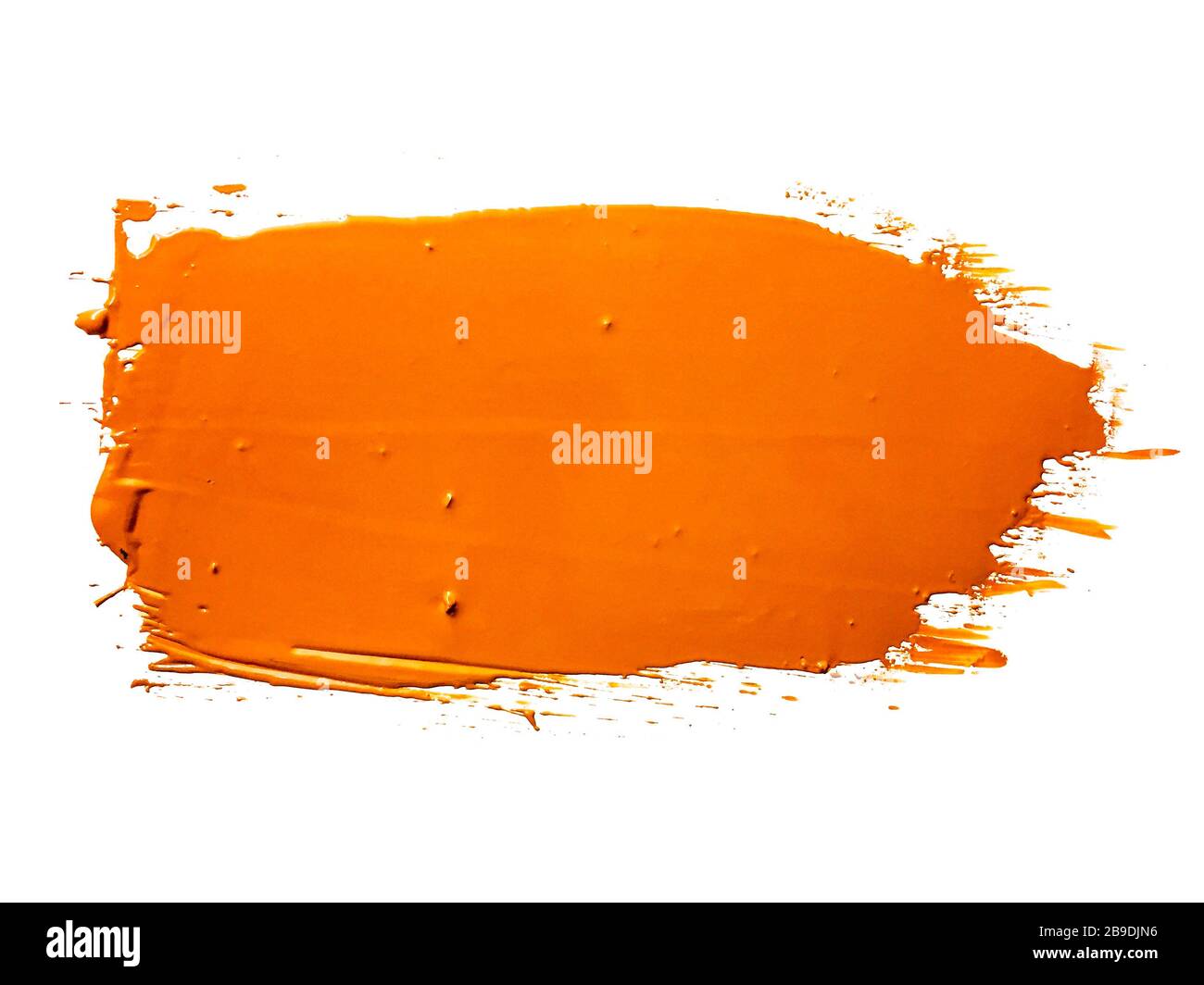 orange oil paint brush stroke on white background with thick ink ...