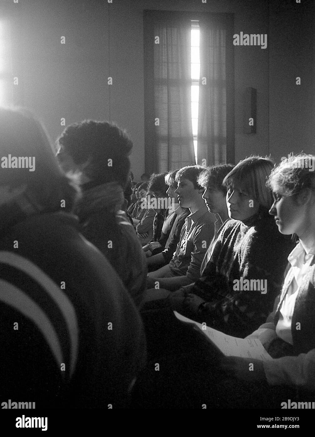 School assembly gymnasium Black and White Stock Photos & Images - Alamy