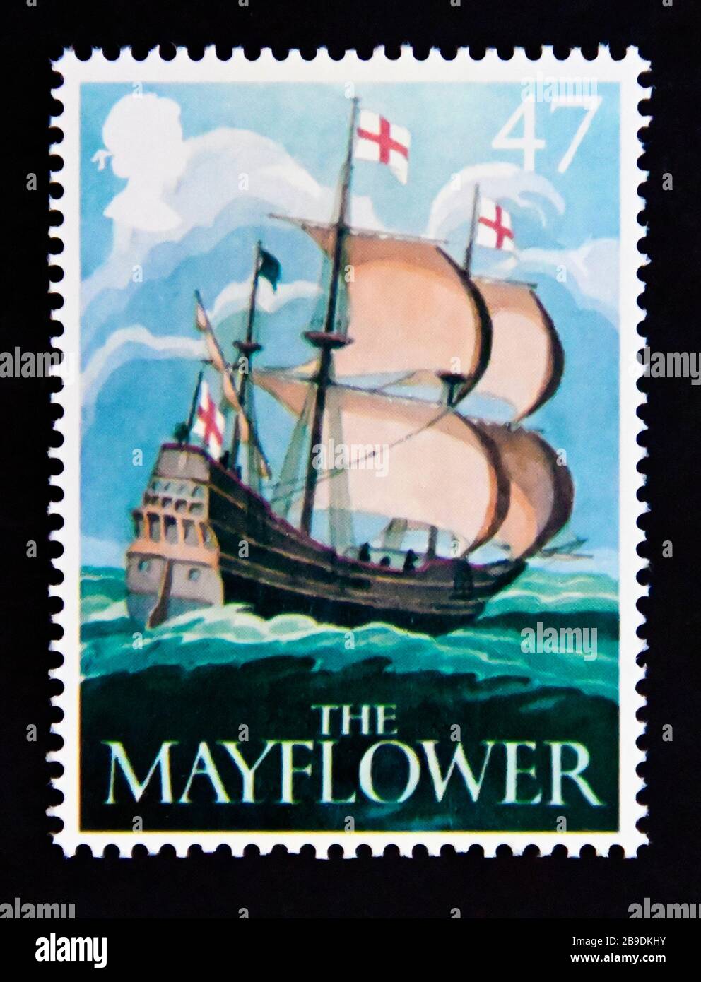 Postage stamp. Great Britain. Queen Elizabeth II. Europa. British Pub ...