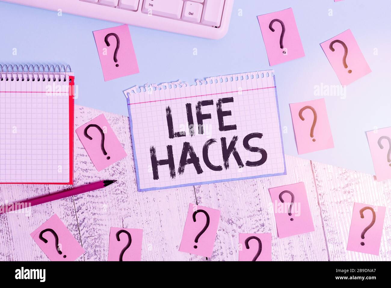 Writing note showing Life Hacks. Business concept for Strategy ...