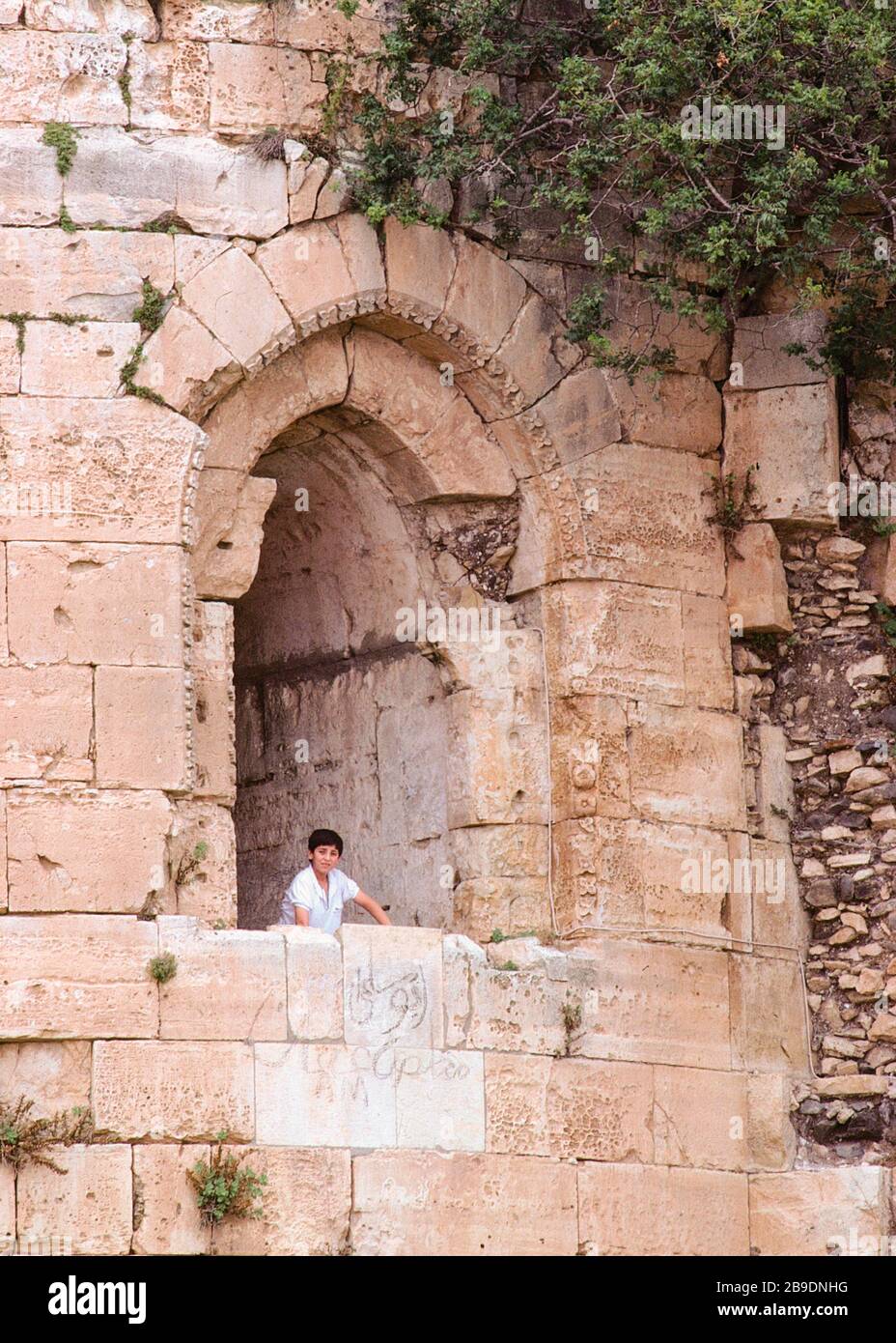 A boy at the Syrian castle Krak des Chevaliers. [automated translation ...