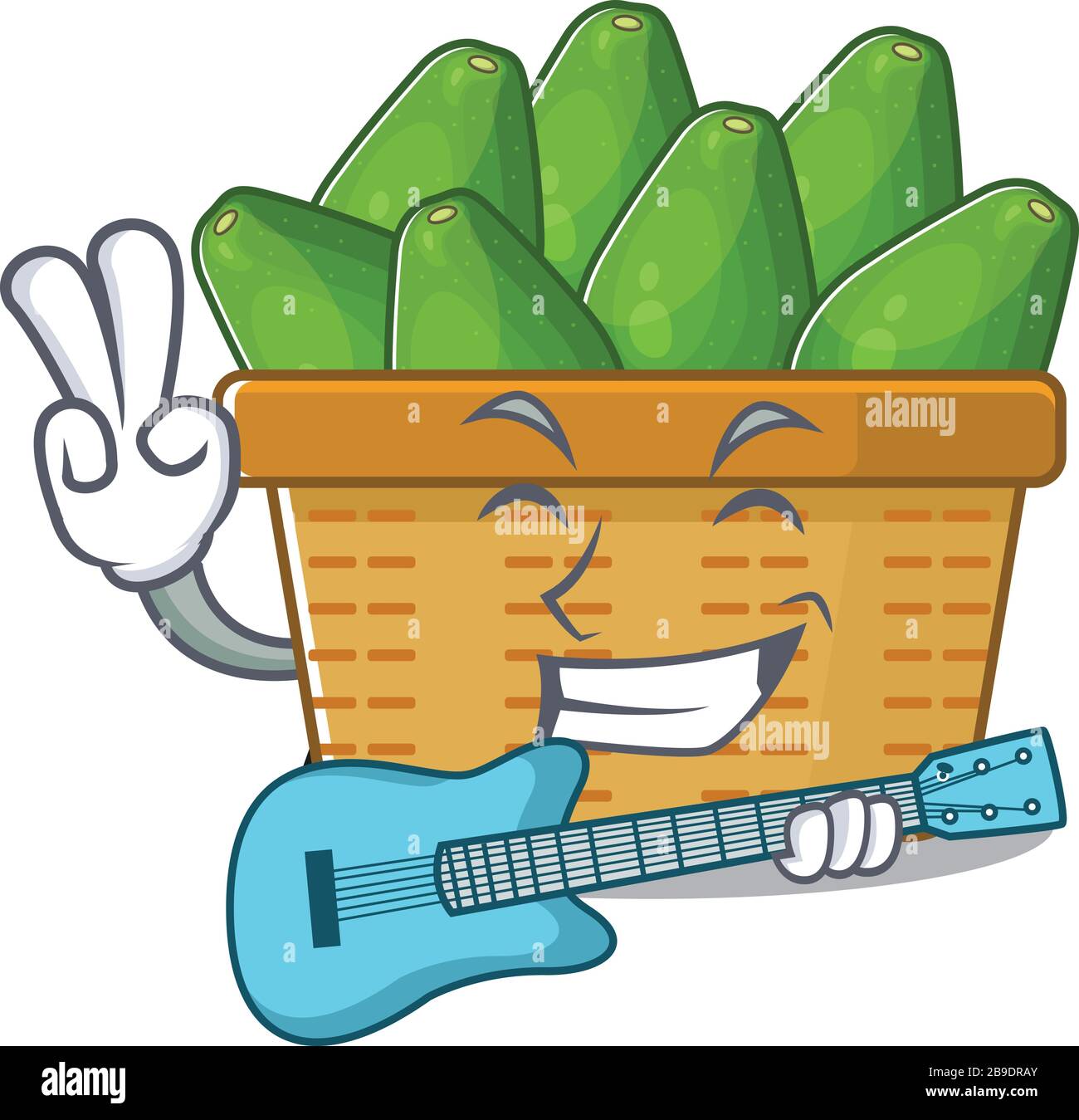 Supper cool avocado fruit basket cartoon playing a guitar Stock Vector ...