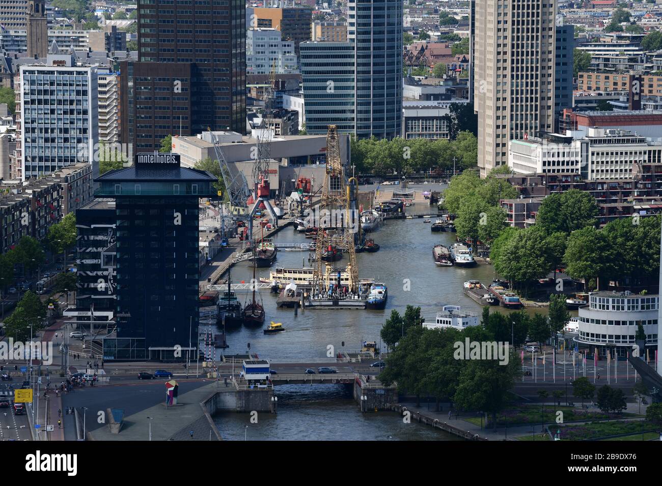 Rotterdam, The Netherlands - June 2019; rebuild of centre of Rotterdam ...