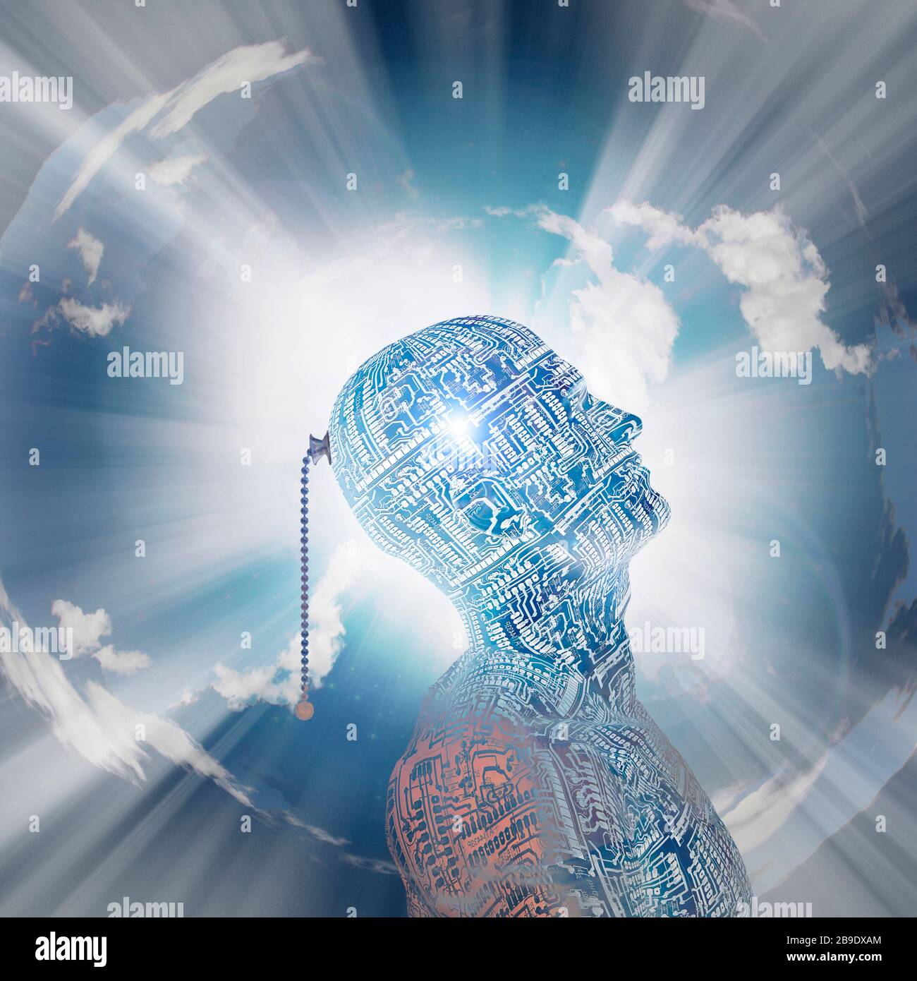 Technology mind with pull switch Stock Photo - Alamy