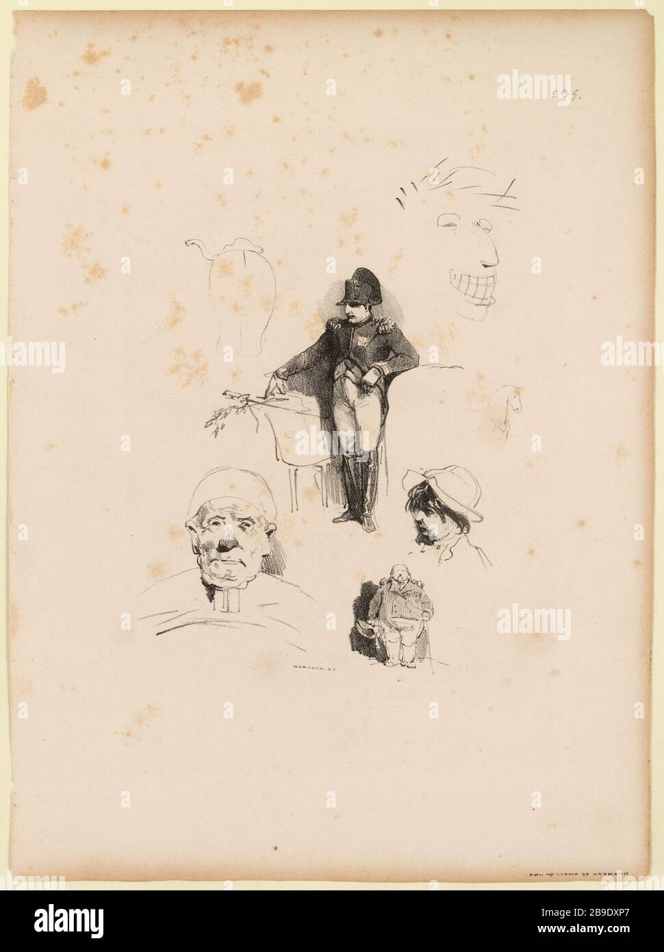 Napoleon amid sketches (Charles X, elephant, Louis XVIII Jesuit) (IFF ...