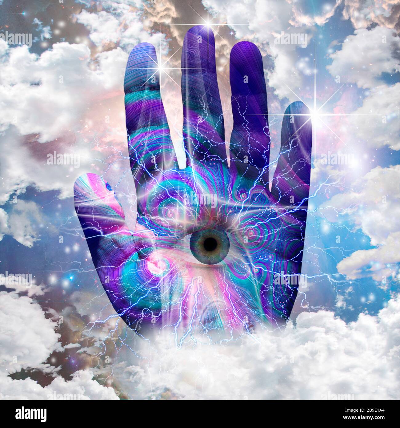 Eye symbol on palm of hand hi-res stock photography and images - Alamy